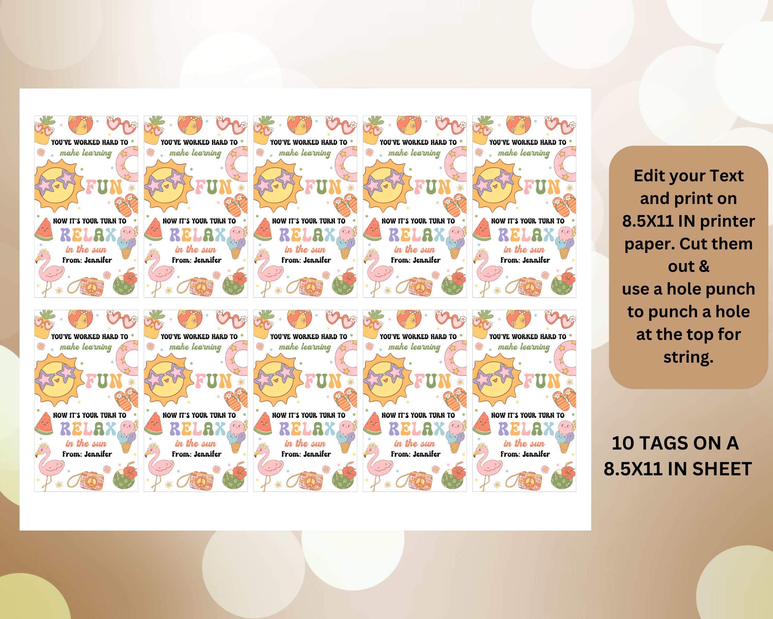 Teacher Appreciation Week Gift Tag, Printable End of School Year Favor ...