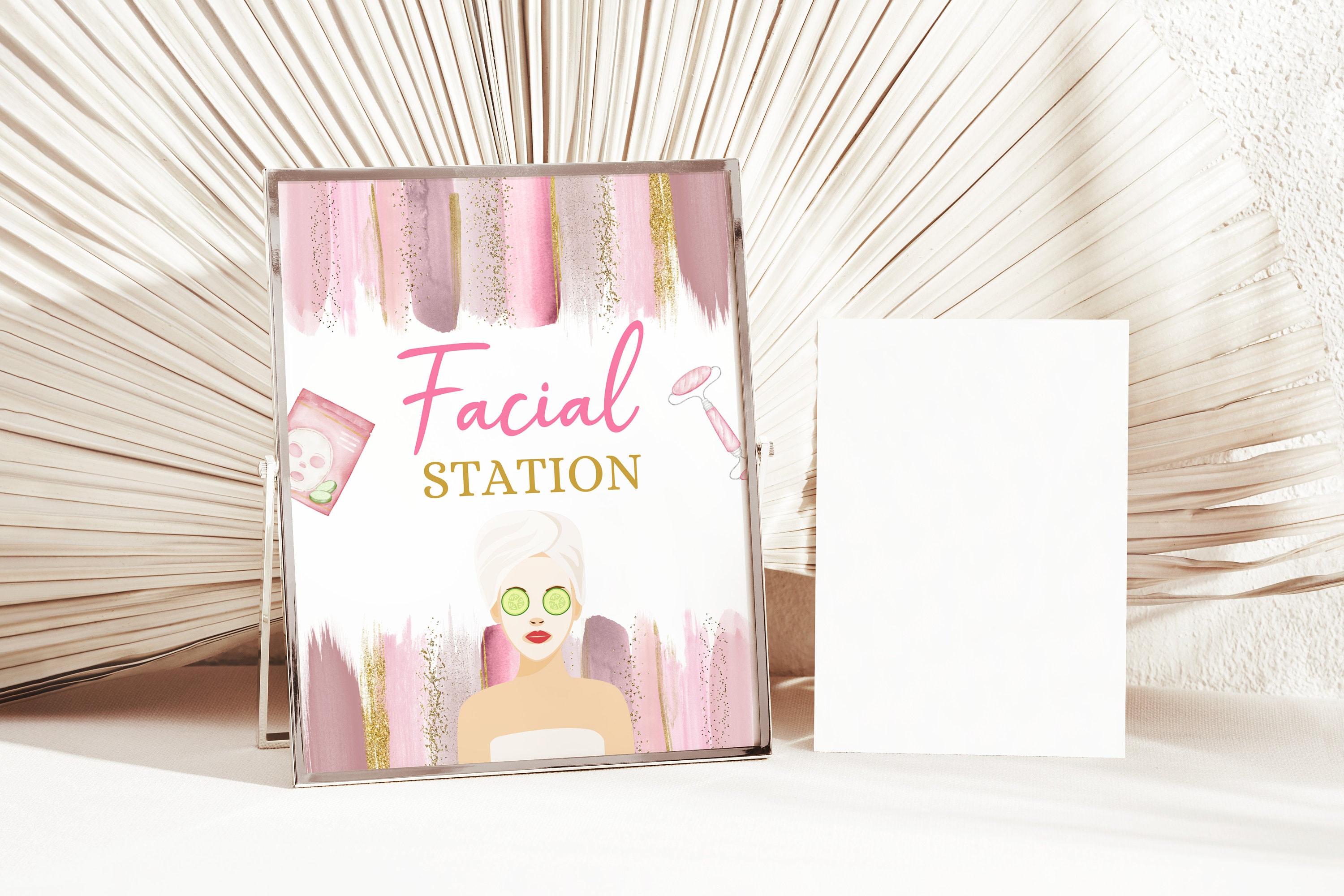 Spa Birthday Party Table Sign Set Pamper Makeup Party Sign Glam Party ...