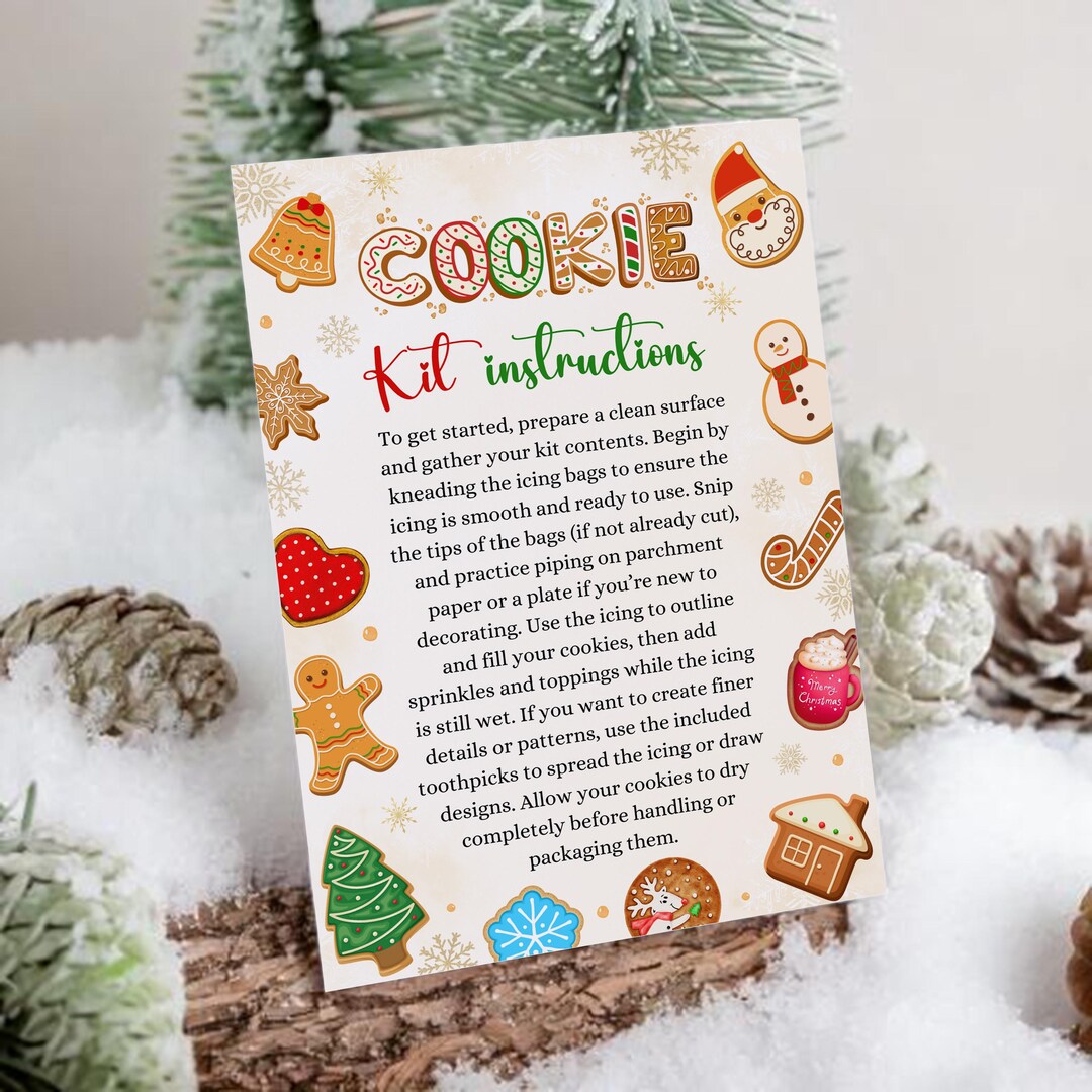 Editable Christmas Cookie Kit Instructions Card Template,editable ...