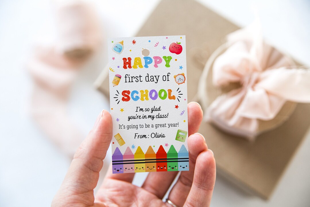 Happy First Day of School Tag, Back to School Favor Tags, Printable ...