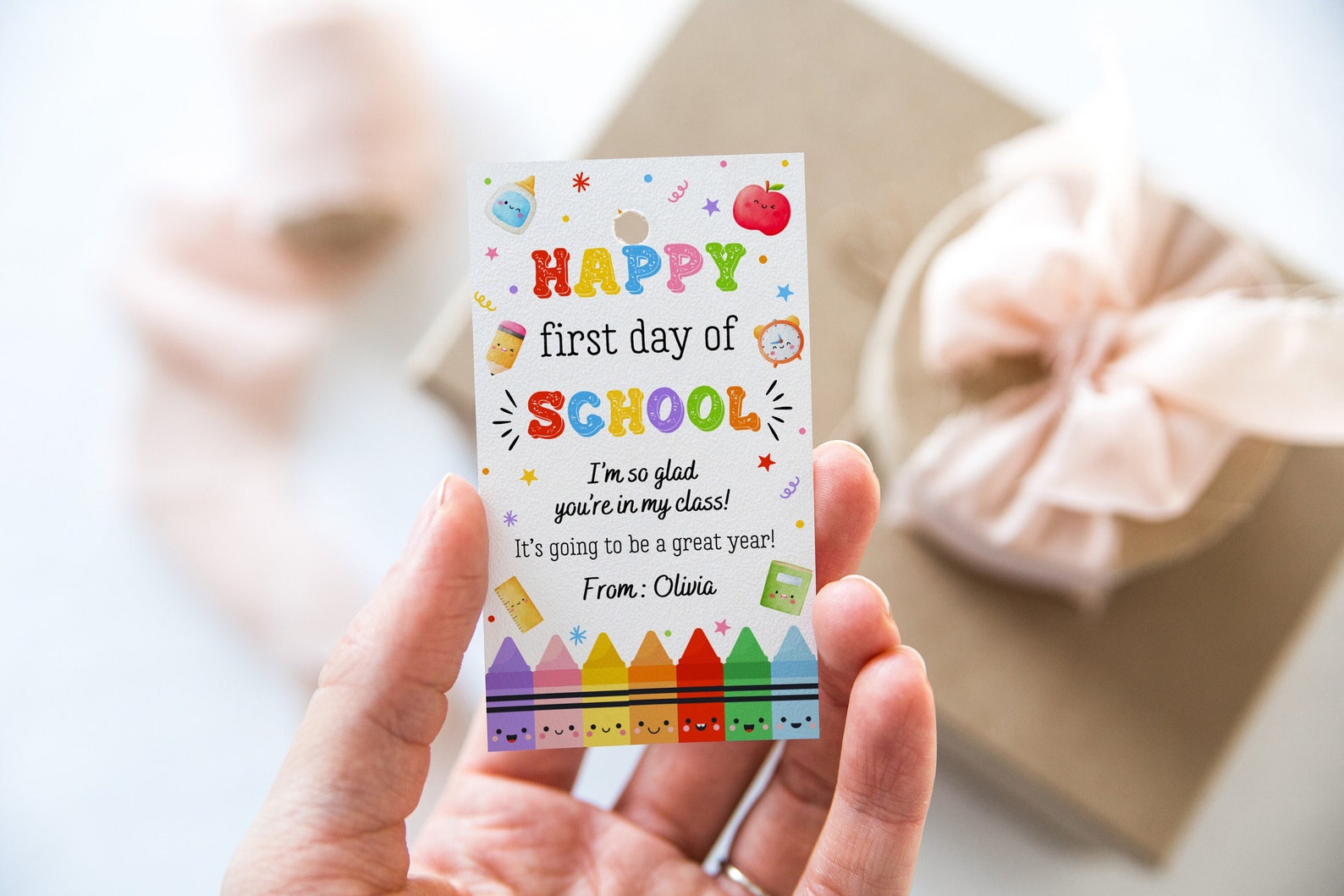 Happy First Day of School Tag, Back to School Favor Tags, Printable ...
