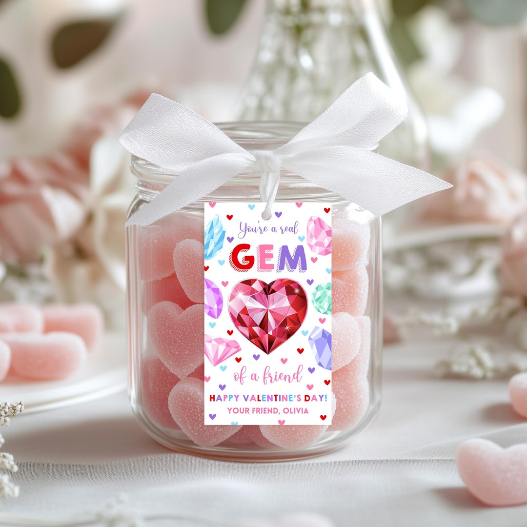 Editable Valentines Candy Gem Gift Tag, You're A Real Gem of a Friend ...