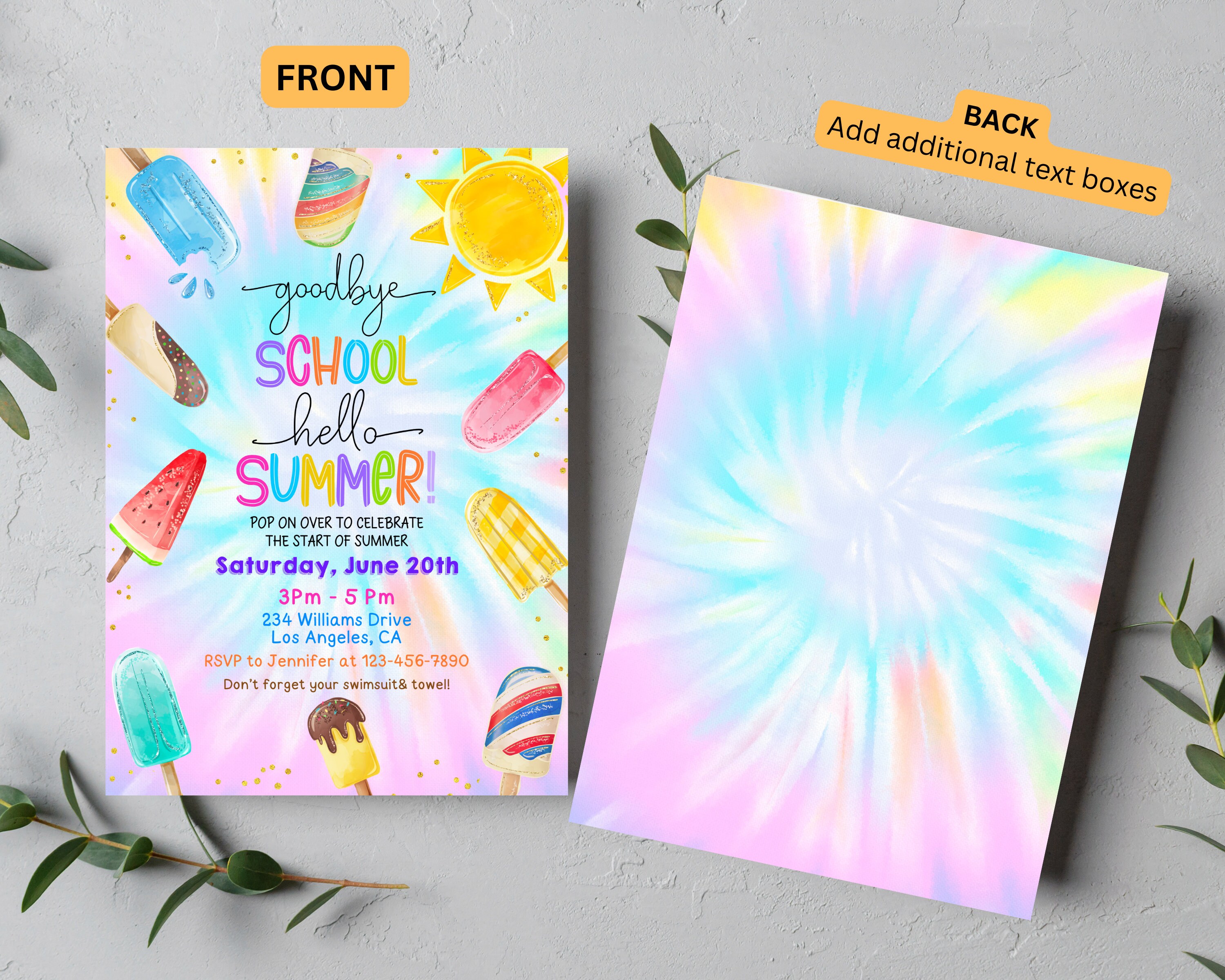 End of School Party Invitation, Schools Out Pool Party Invite,goodbye ...