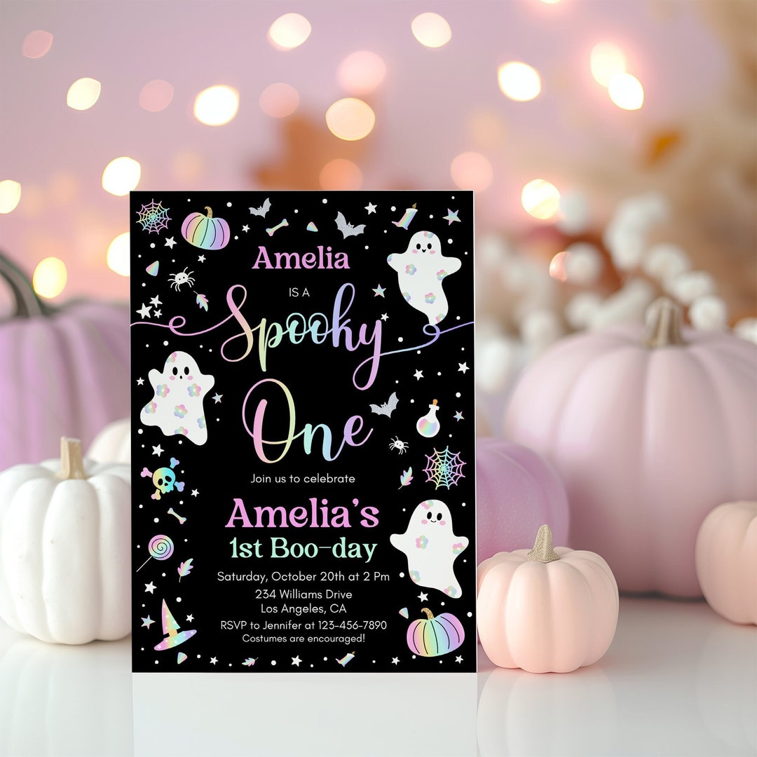 Spooky One Birthday Invitation,pastel Halloween First Birthday ...