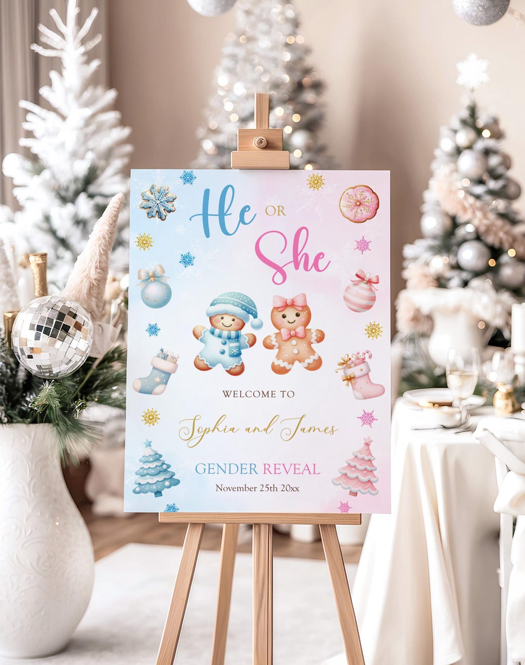 Gingerbread Gender Reveal Welcome Sign: Christmas Baking Theme ...