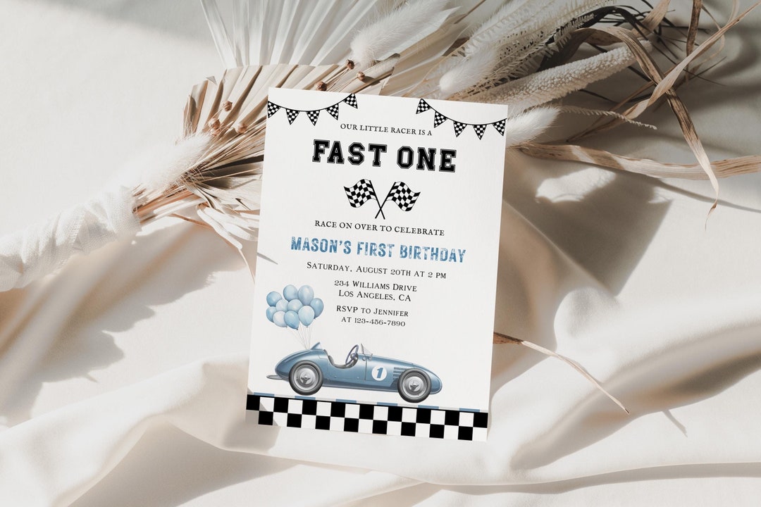 Editable Fast ONE Birthday Invitation,race Car 1st Birthday Invite ...