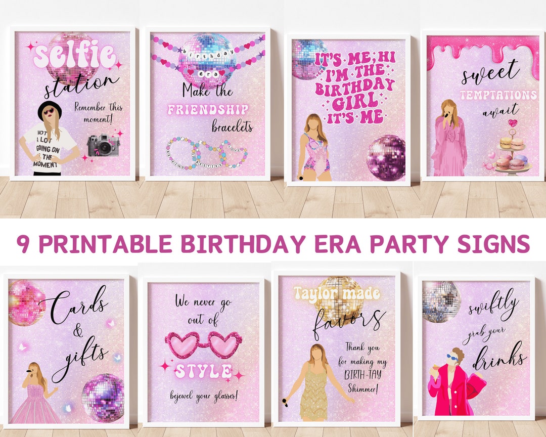 Printable Eras Birthday Party Signs, Digital Tay Birthday Bundle,it's ...