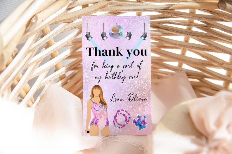 Editable Birthday Era Party Gift Tag, Era Thank You Tags, Eras Birthday ...