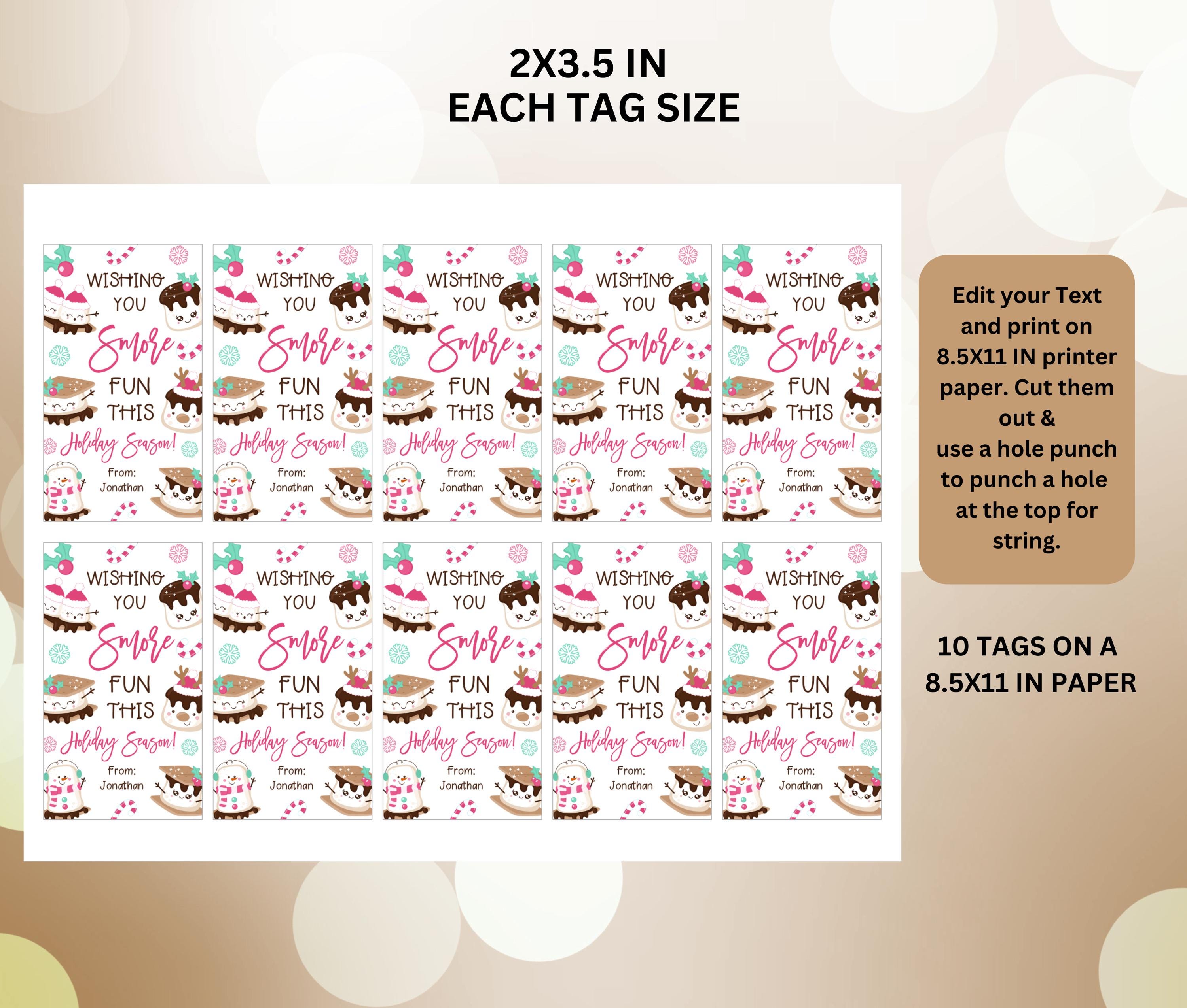 Editable and Printable Christmas S'mores Gift Tag Template (digital ...