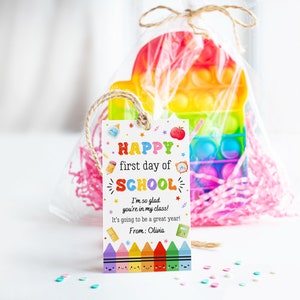 Happy First Day of School Tag, Back to School Favor Tags, Printable ...