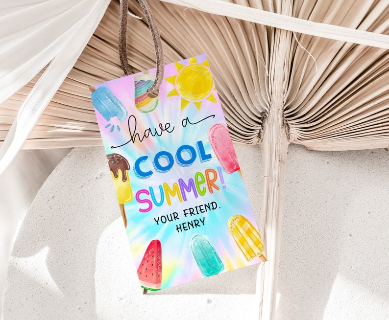 End of School Year Gift Tags, Have a Cool Summer Sun Favor Tag, Teacher ...