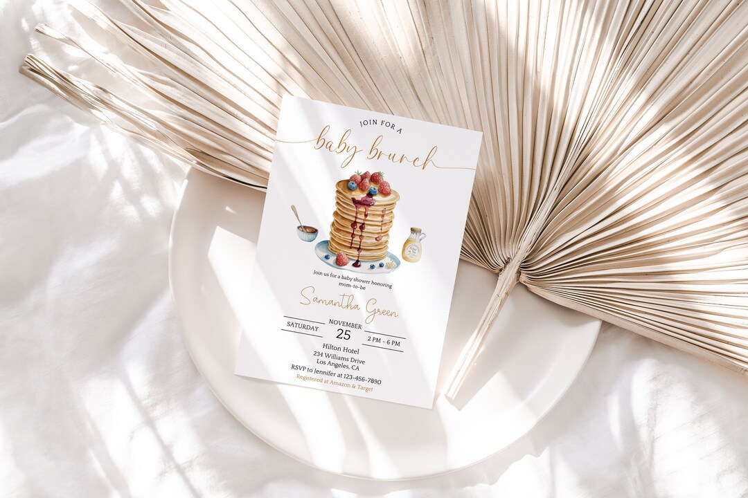 Baby Brunch Baby Shower Invitation,blueberry Strawberry Pancake ...