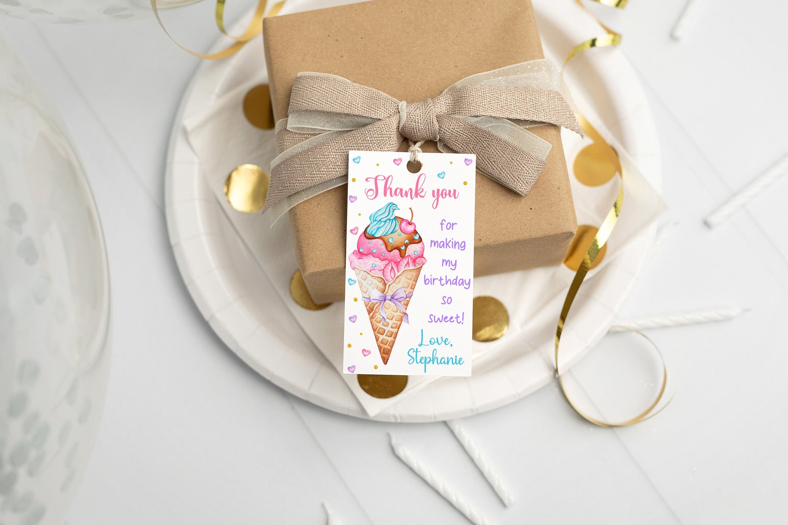 Ice Cream Party Thank You Tags, Ice Cream Favor Tag Ice Cream Party ...