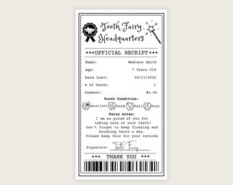 Tooth Fairy Receipt Printable Certificate | First Tooth Lost ...