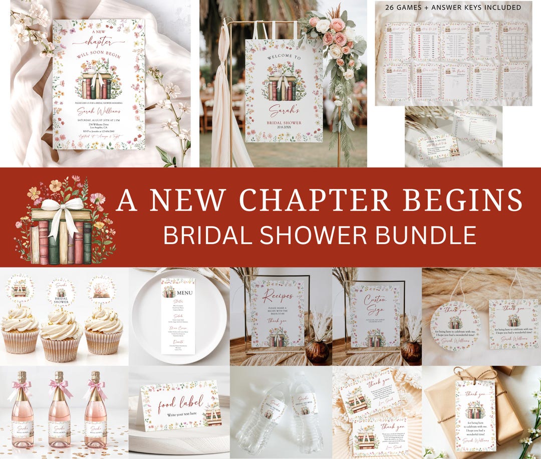 Storybook Bridal Shower Bundle,a New Chapter Begins Bridal Shower ...