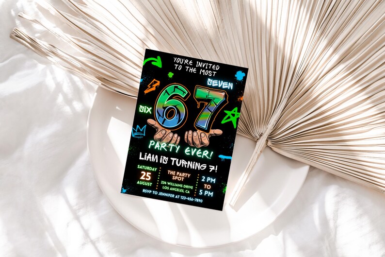 6-7 Boys Birthday Party Invitation: Six Seven Meme Birthday, Boys 7th ...