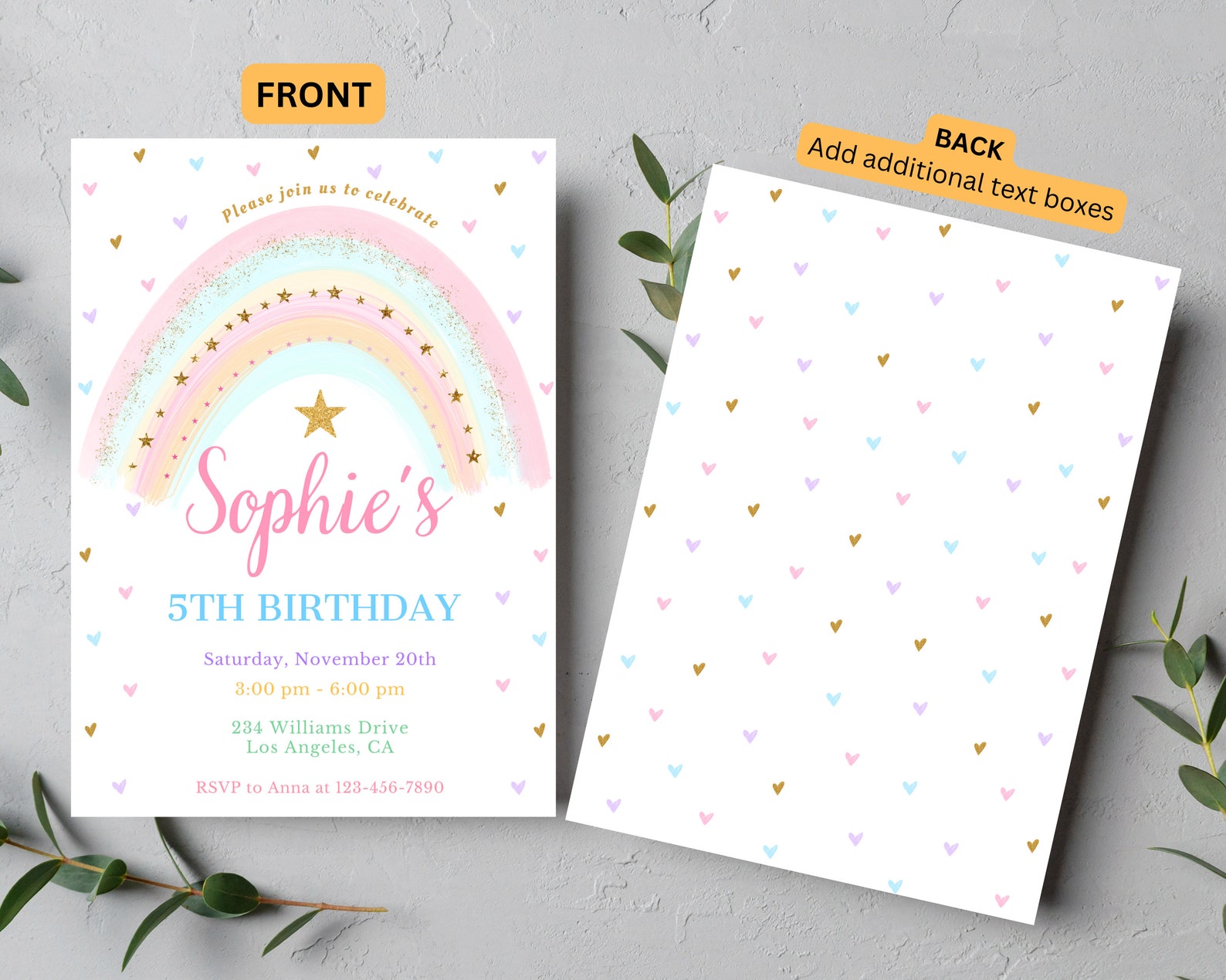 Rainbow Birthday Party Invitation, Colorful Pastel Rainbow Party Invite ...