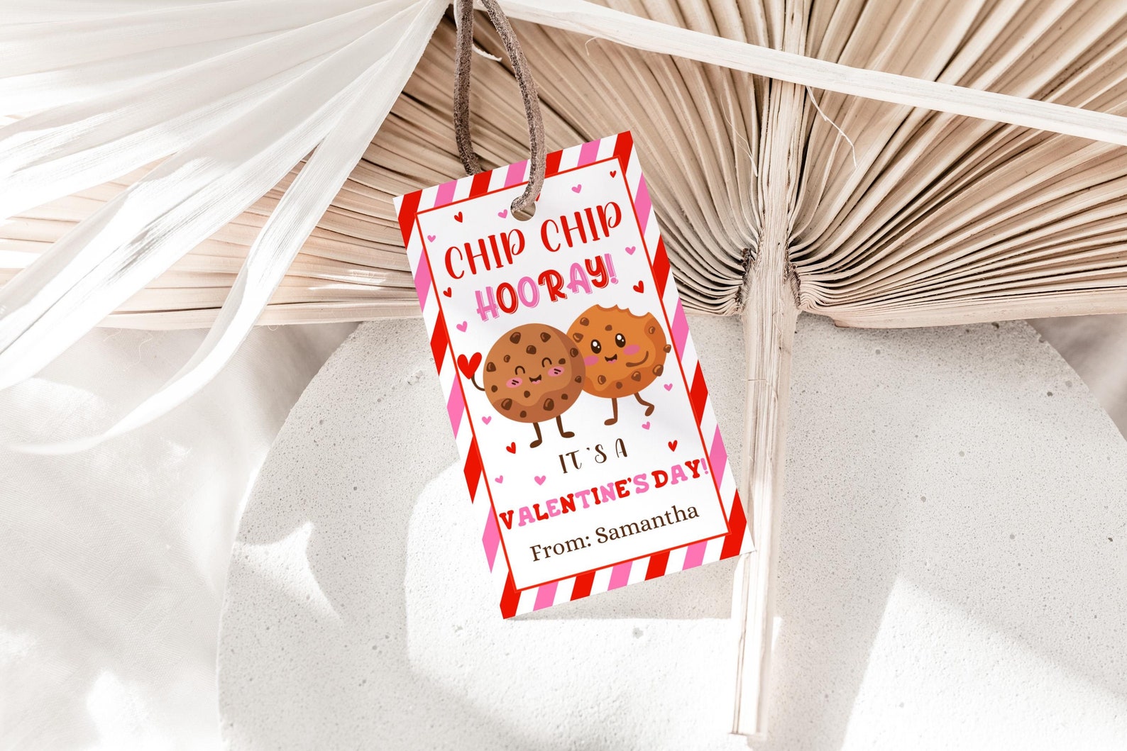 Valentine Cookie Gift Tag: Chip Chip Hooray Treat Bag Label, Valentine ...