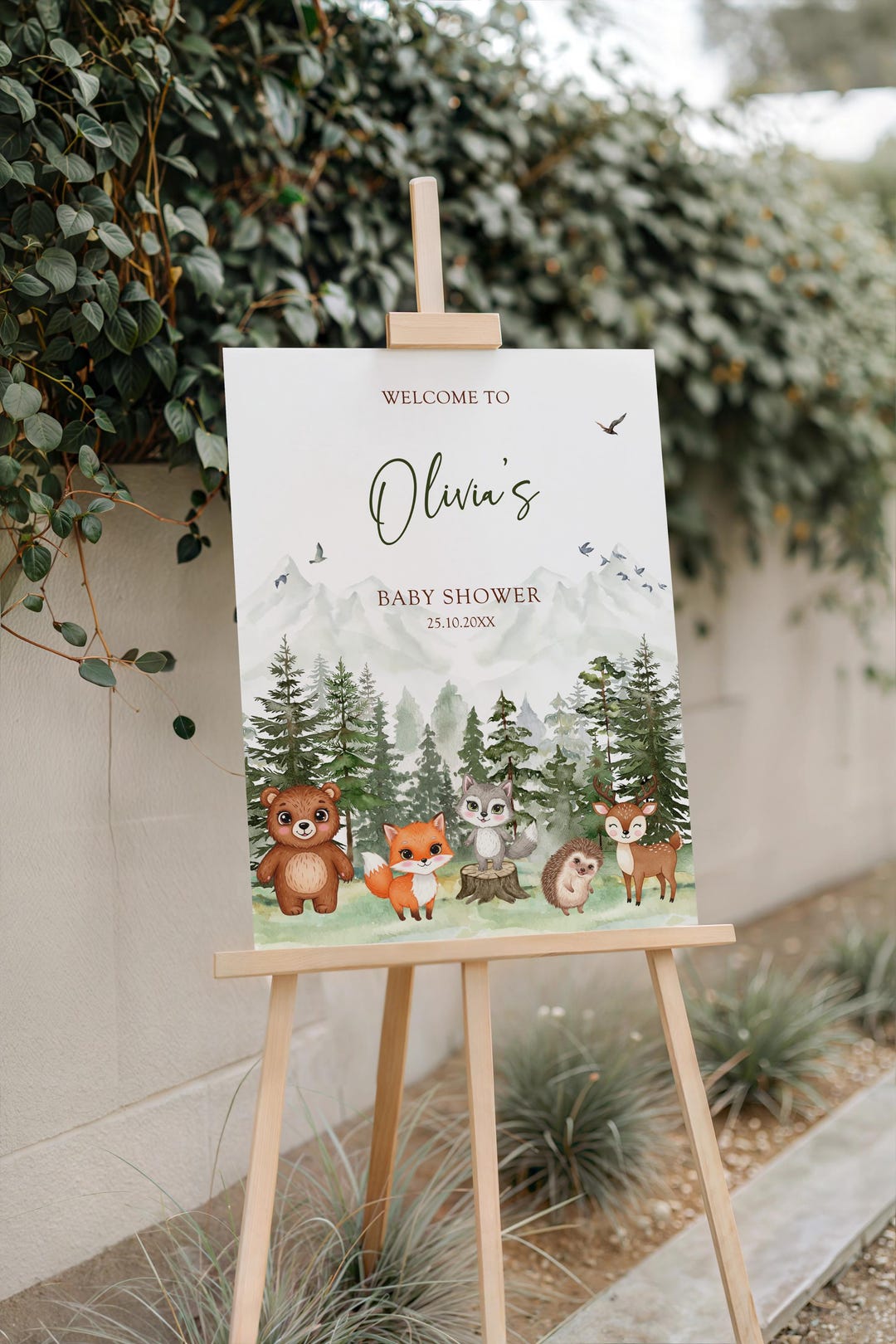 Woodland Baby Shower Welcome Sign, EDITABLE Woodland Welcome Sign,let ...