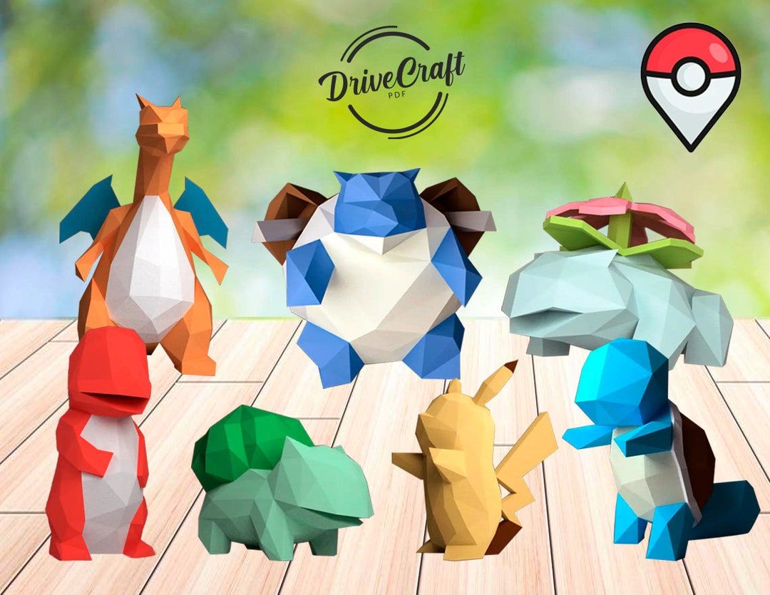 Papercraft Template Bundle PDF, SVG, DXF, 7 Pokémons, Abstract 3D ...