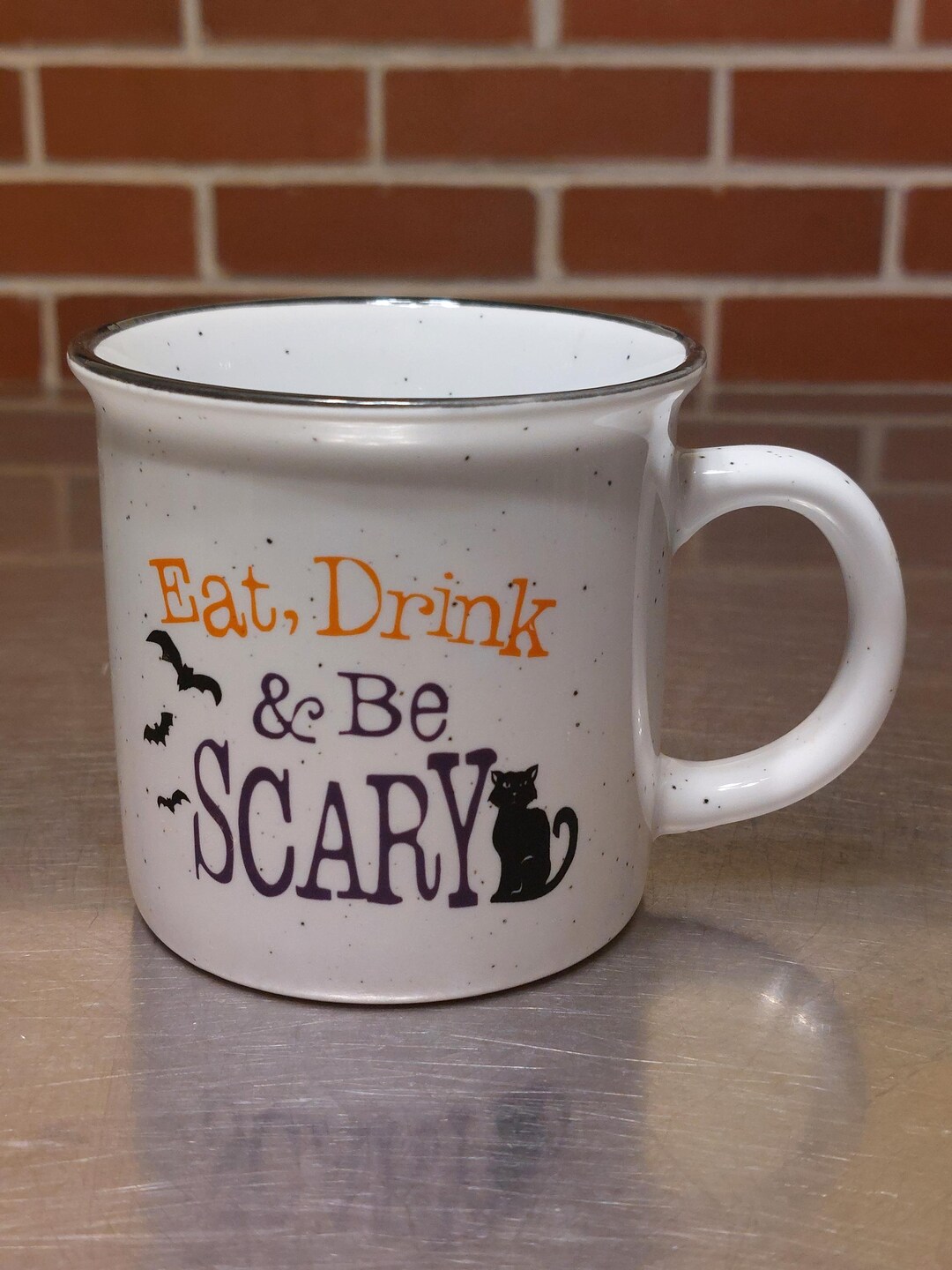 SCM Home Speckled Stoneware Halloween Mug/teacup Eat Drink and Be Scary ...