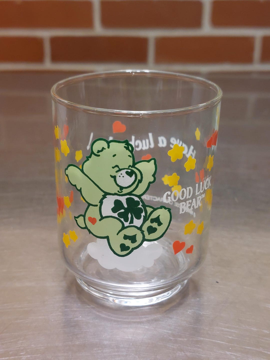 Rare Vintage 1986 Good Luck Care Bear Have a Lucky Day Cartoon Glass ...