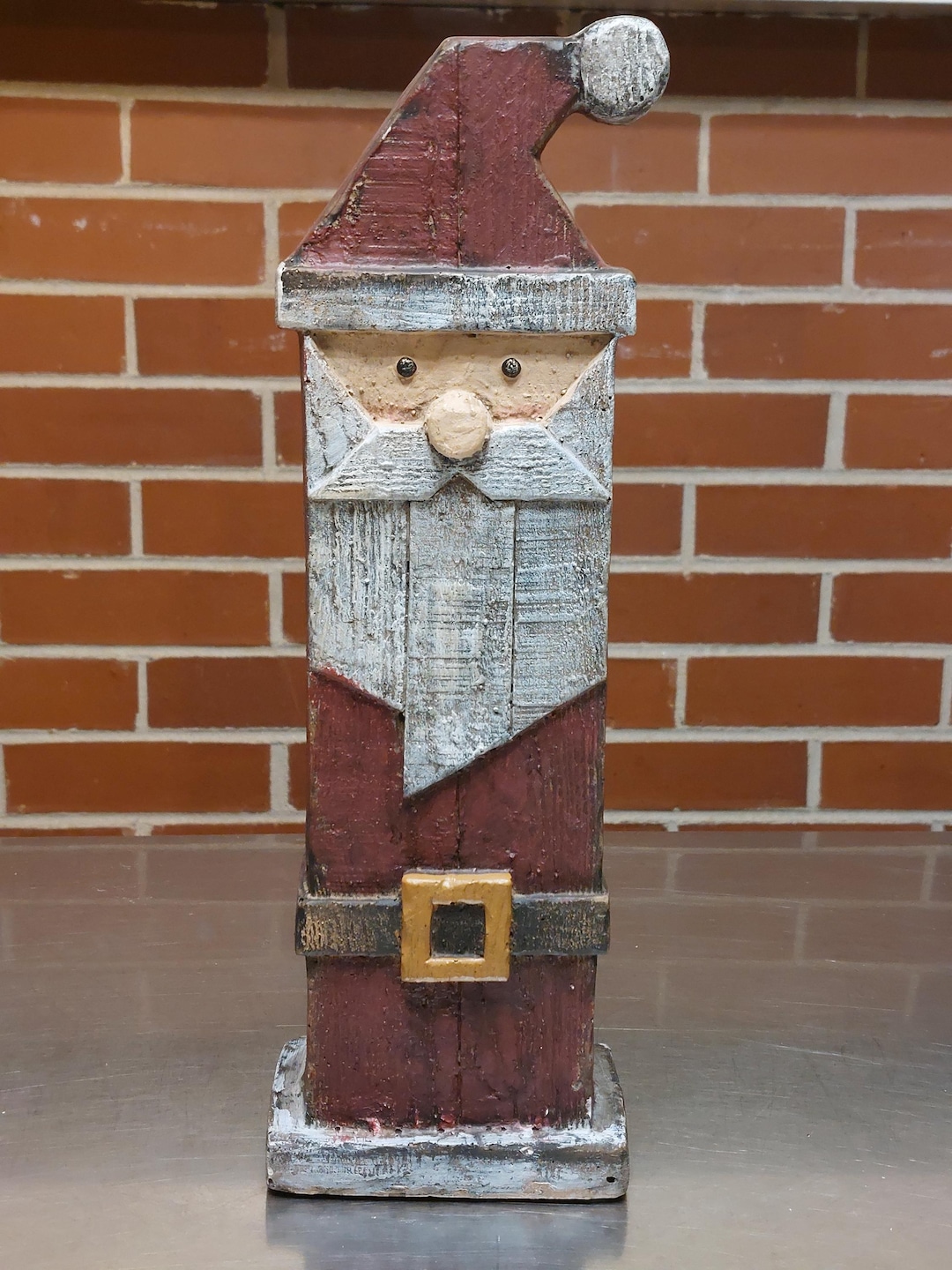 Vintage Folk Art Tall Santa Figurine - Etsy