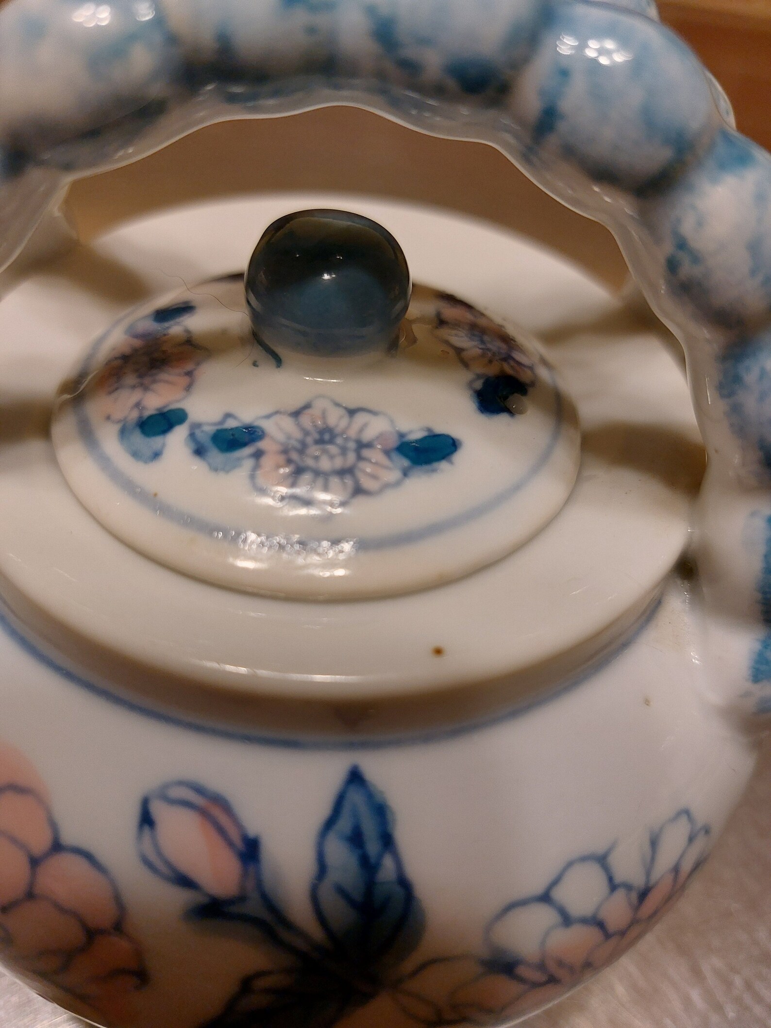 Vintage, Chinese Teapot for One Blue and Pink Handpainted, Made in ...