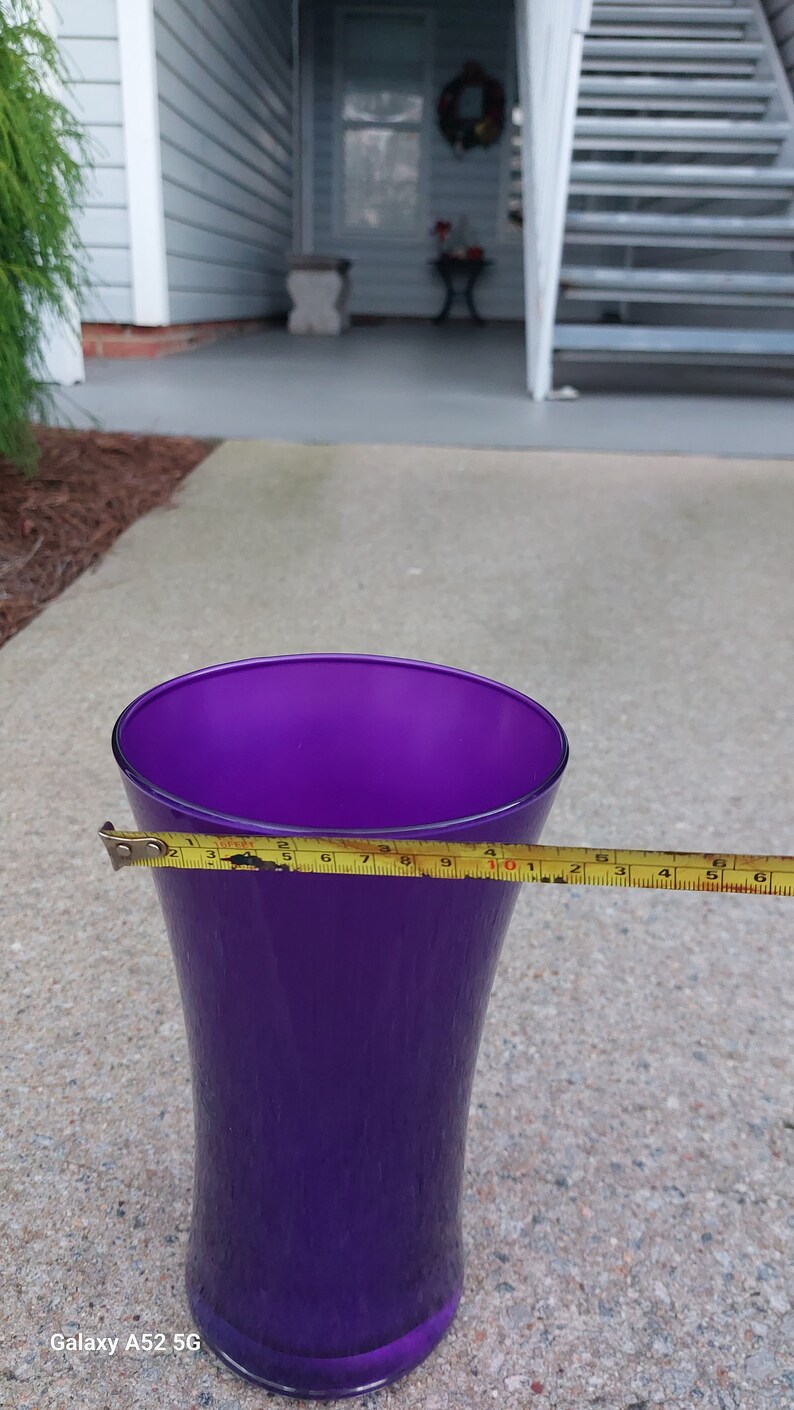 Large Glass 9 Purple Amethyst Frosted Satin Flower Vase - Etsy