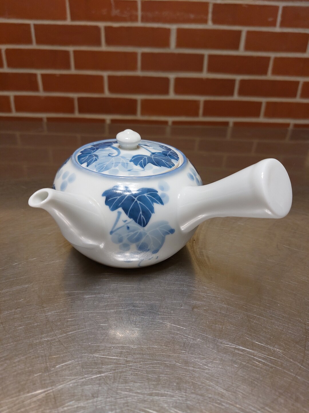 Vintage Japanese Kyusu Blue Momiji Maple Leaves Arita-yaki Teapot 350ml ...