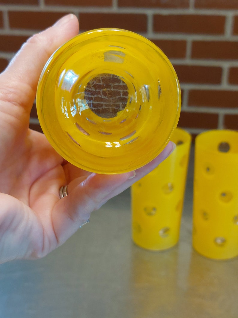 Vintage, Yellow, Polka Dot, Dimpled Glass Tumblers, Lot of 5 - Etsy