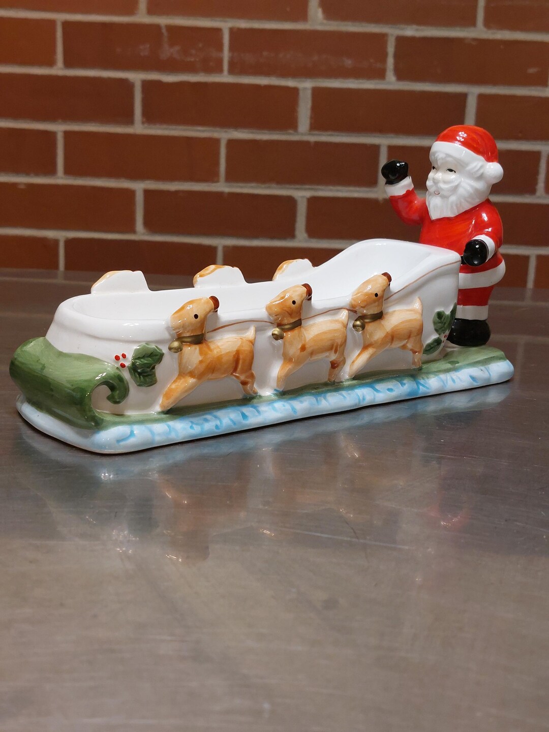 Vintage 1984 Ron Gordon Designs Ceramic Santa Christmas Sleigh Party ...