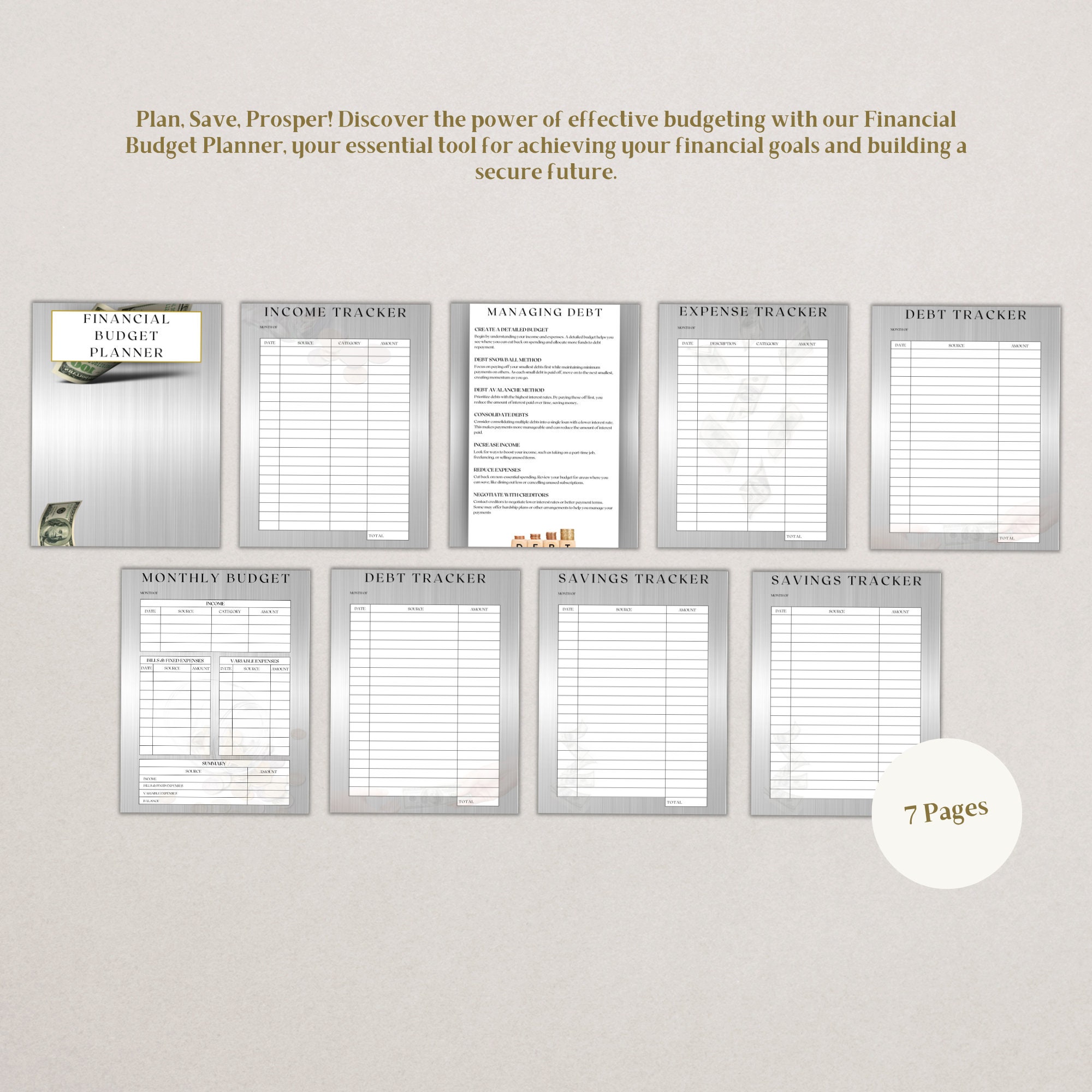 Financial Budget Planner | Printable PDF, Expense Tracker - Etsy