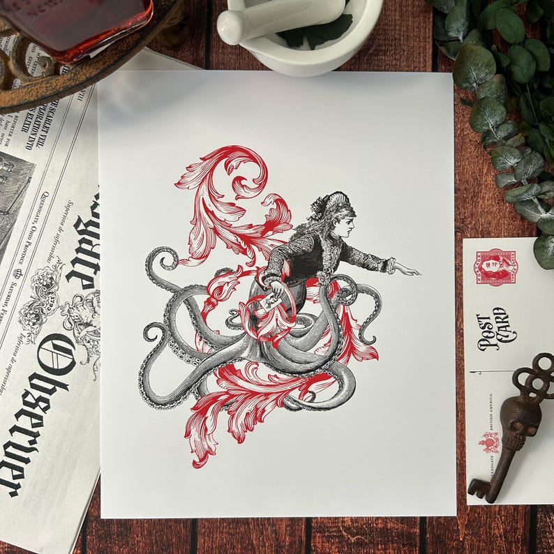 Octo-lady Cephalopod Victorian Gothic Fantasy Fine Art Print Dark ...