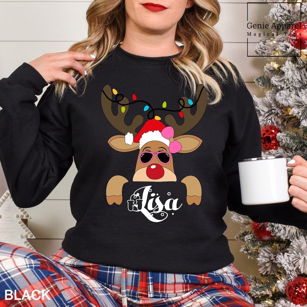 Personalized Reindeer Family Christmas Sweatshirt, Custom Family ...