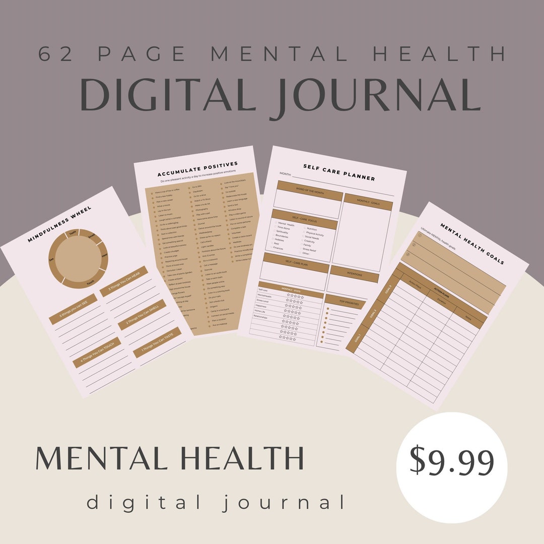 62 Page Digital Mental Health Journal Mental Health Journal - Etsy