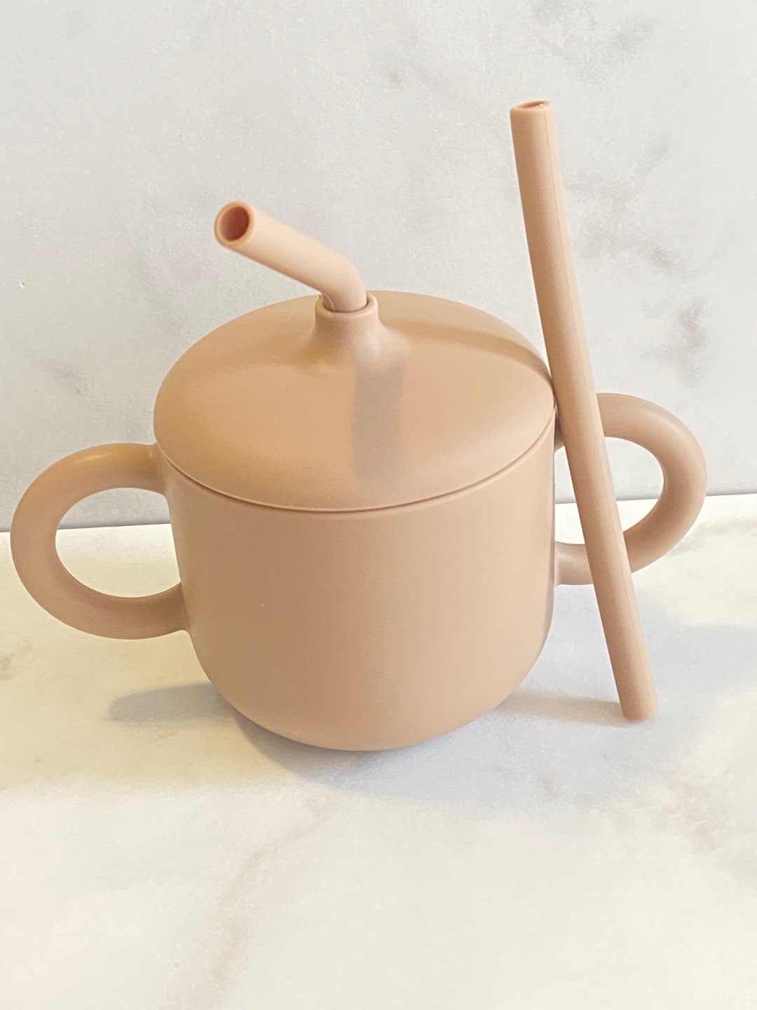 Beige Silicon Sippy Cup With Soft Straw - Etsy