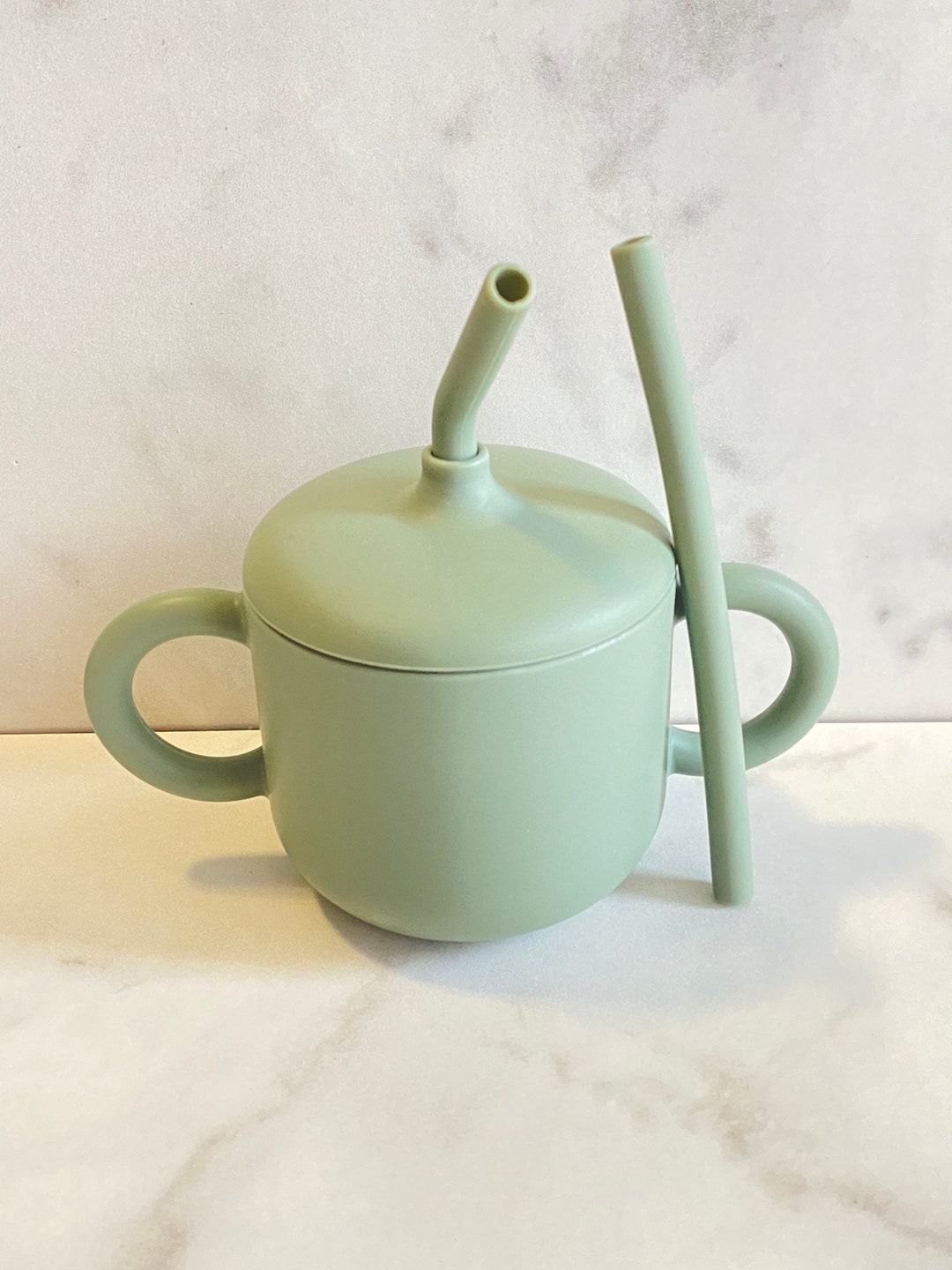 Moss Green Silicon Sippy Cup With Straw - Etsy