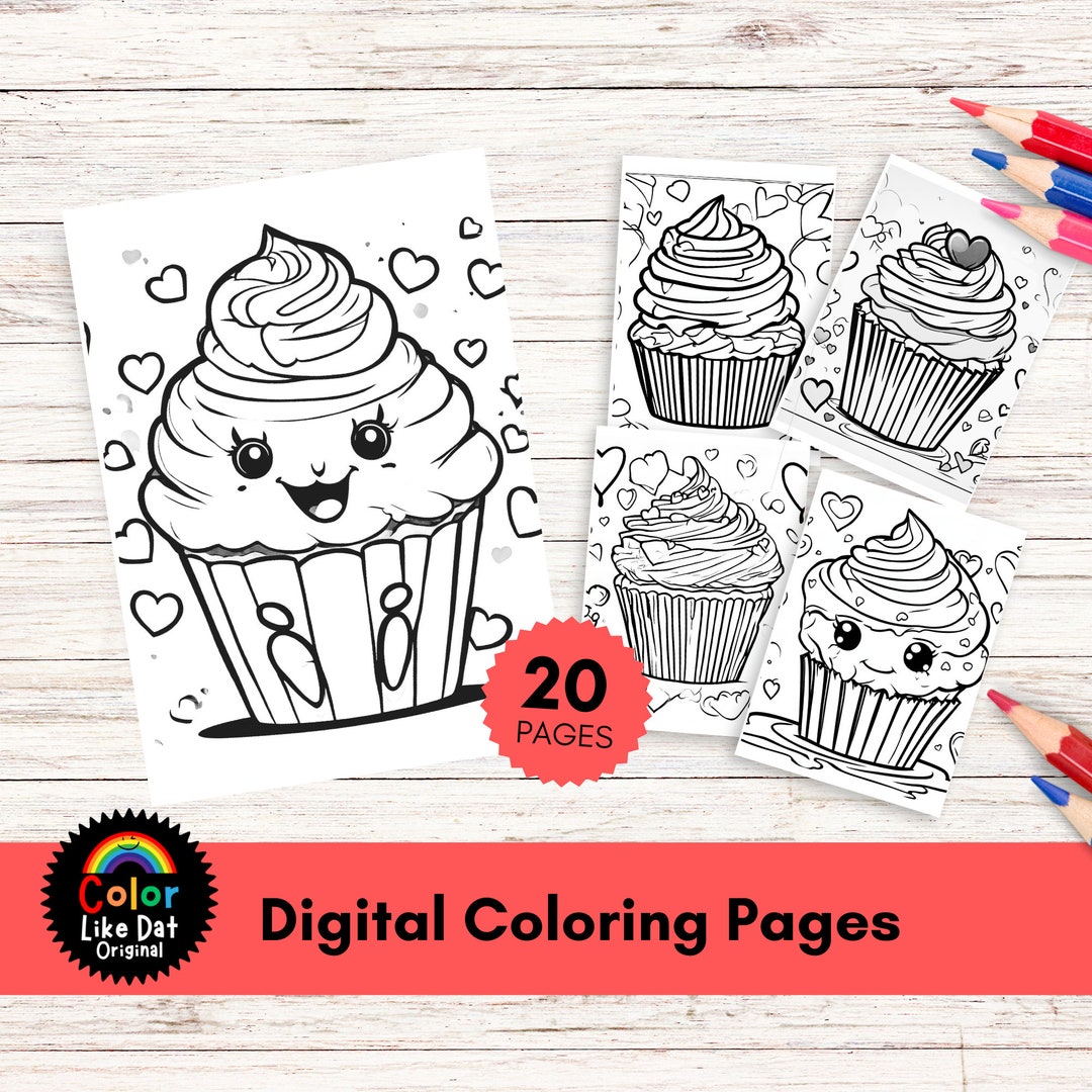 Sweet Valentine's Day Cupcakes Coloring Book, Easy, Fun, Large-print ...