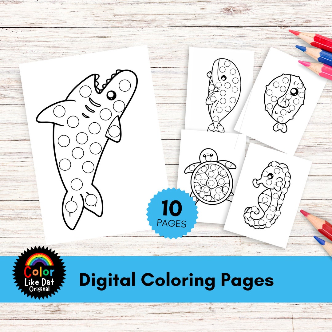 Sea Animals Dot Marker Coloring Book Pages, for Kids, Toddlers, Boys ...