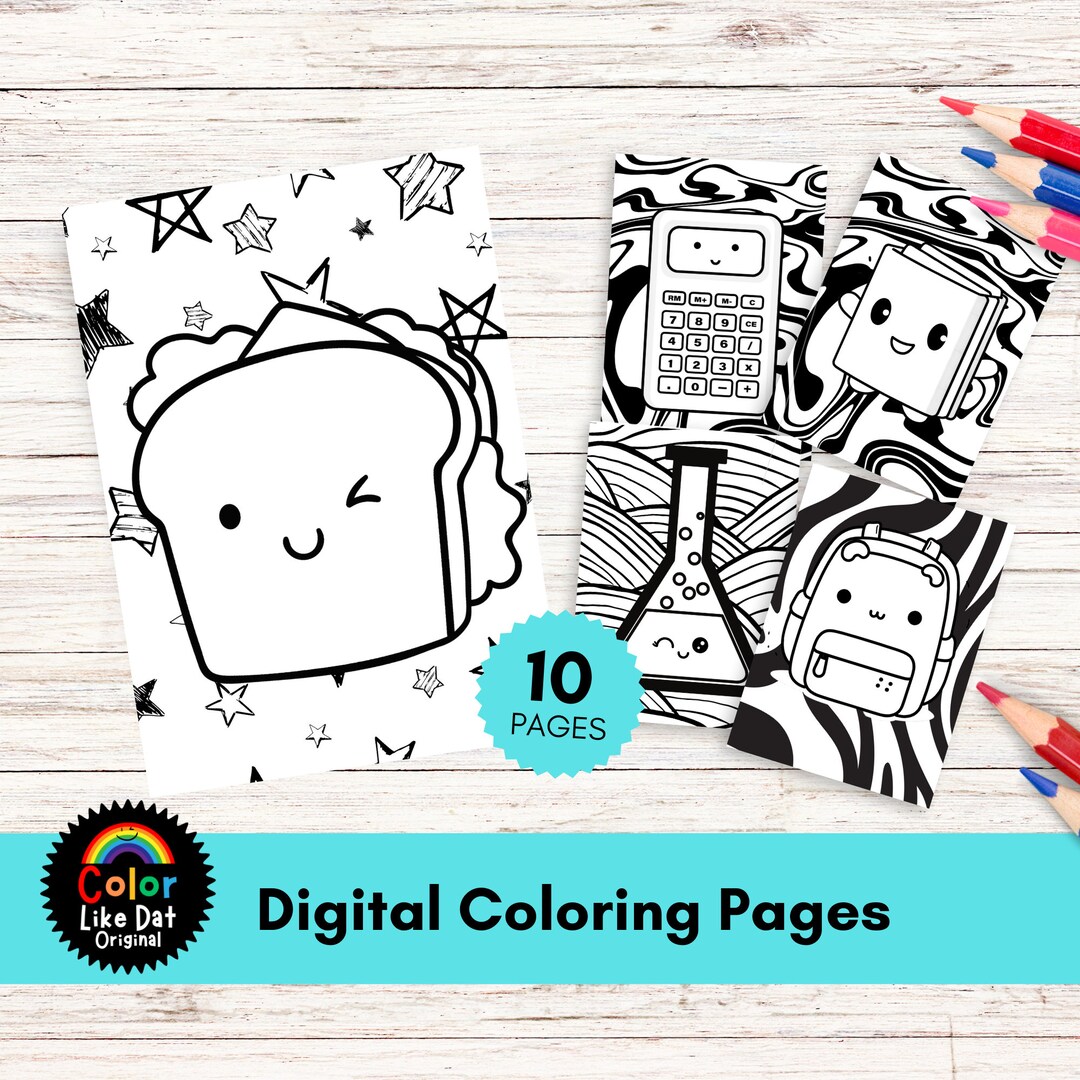 Kawaii School Coloring Book Pages for Kids 10 Large-print - Etsy