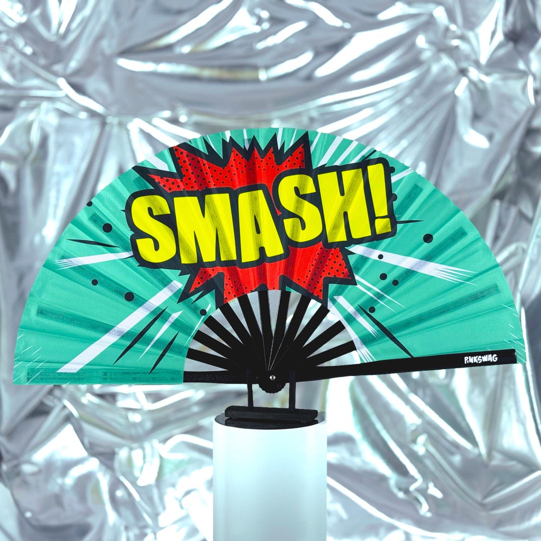 SMASH! Pop Art Folding Hand Fan - Bold and Vibrant Statement Accessory ...