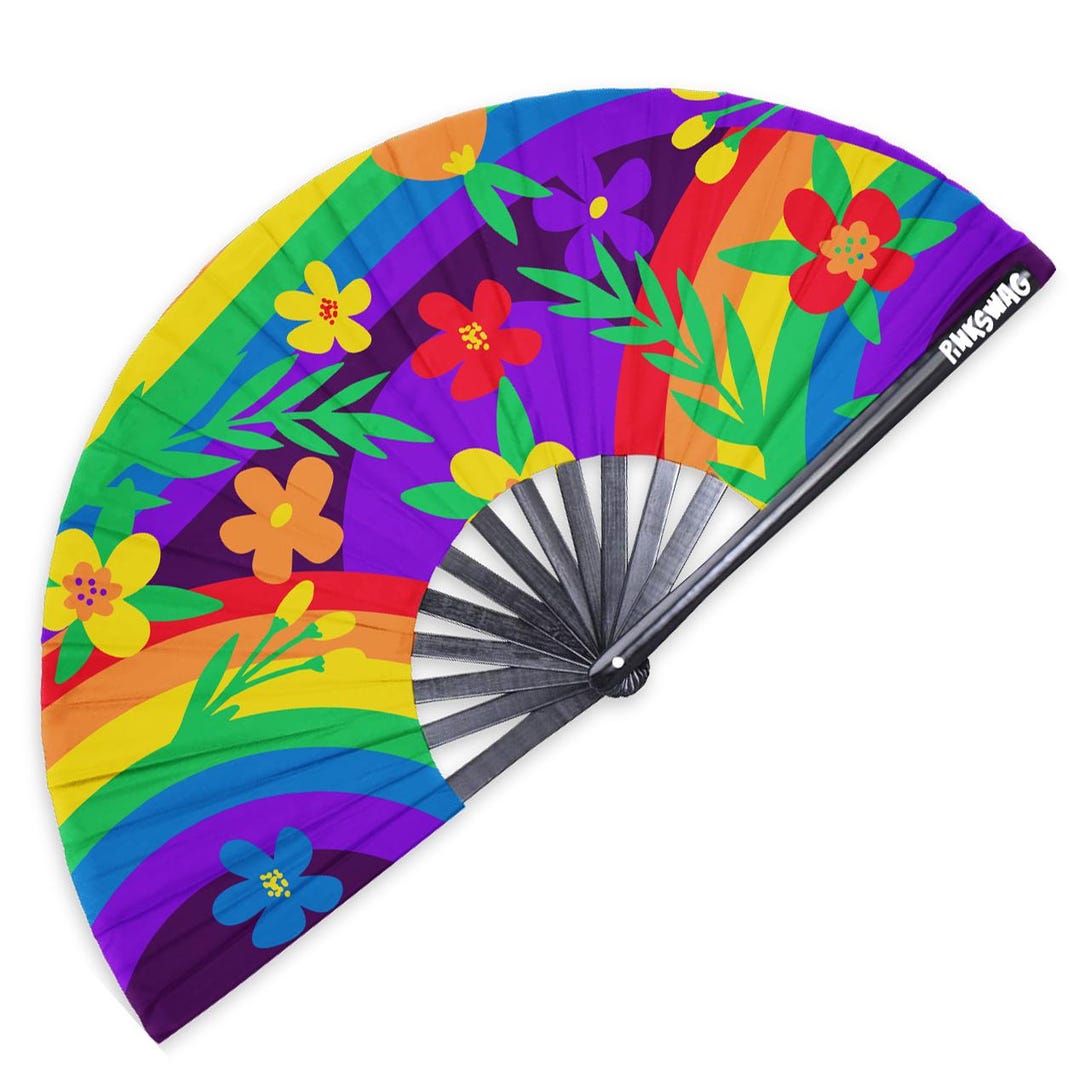 Rainbow Floral Clack Fan: Pride Celebration Accessory - Etsy