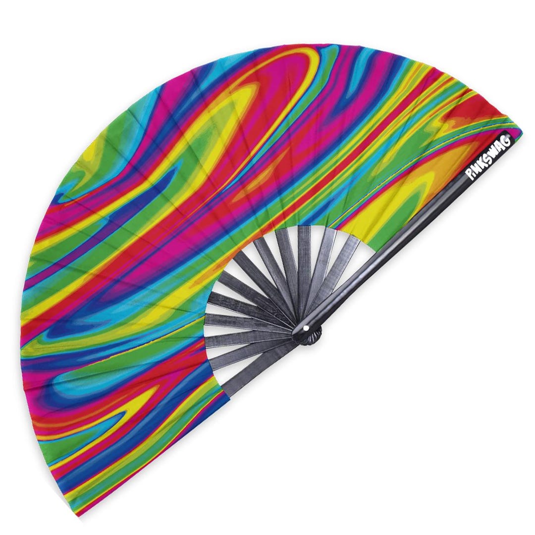 Psychedelic Rainbow Fan – Colourful Pride Clack Fan for Drag & Dance - Etsy