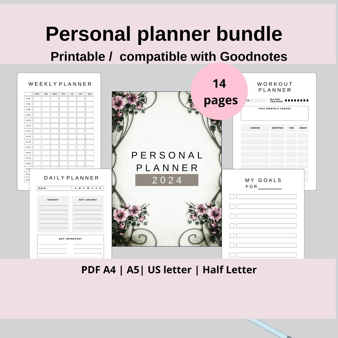 Chic Personal Planner Kit Digital Goodnotes Life Planner Cover Included ...
