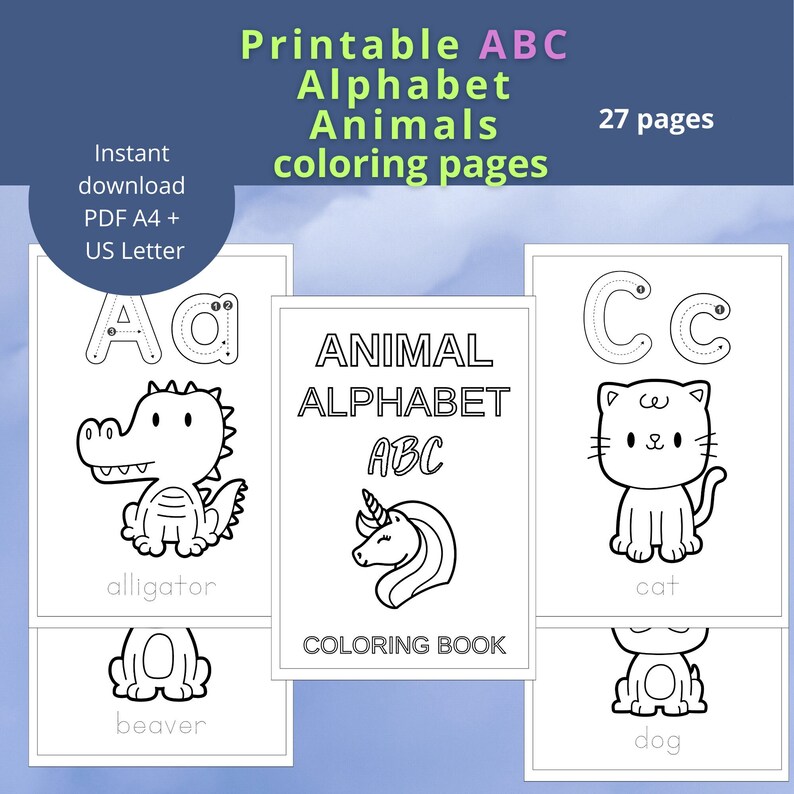 Printable ABC Alphabet Coloring Pages for Kids/ Animals/ Letters ...