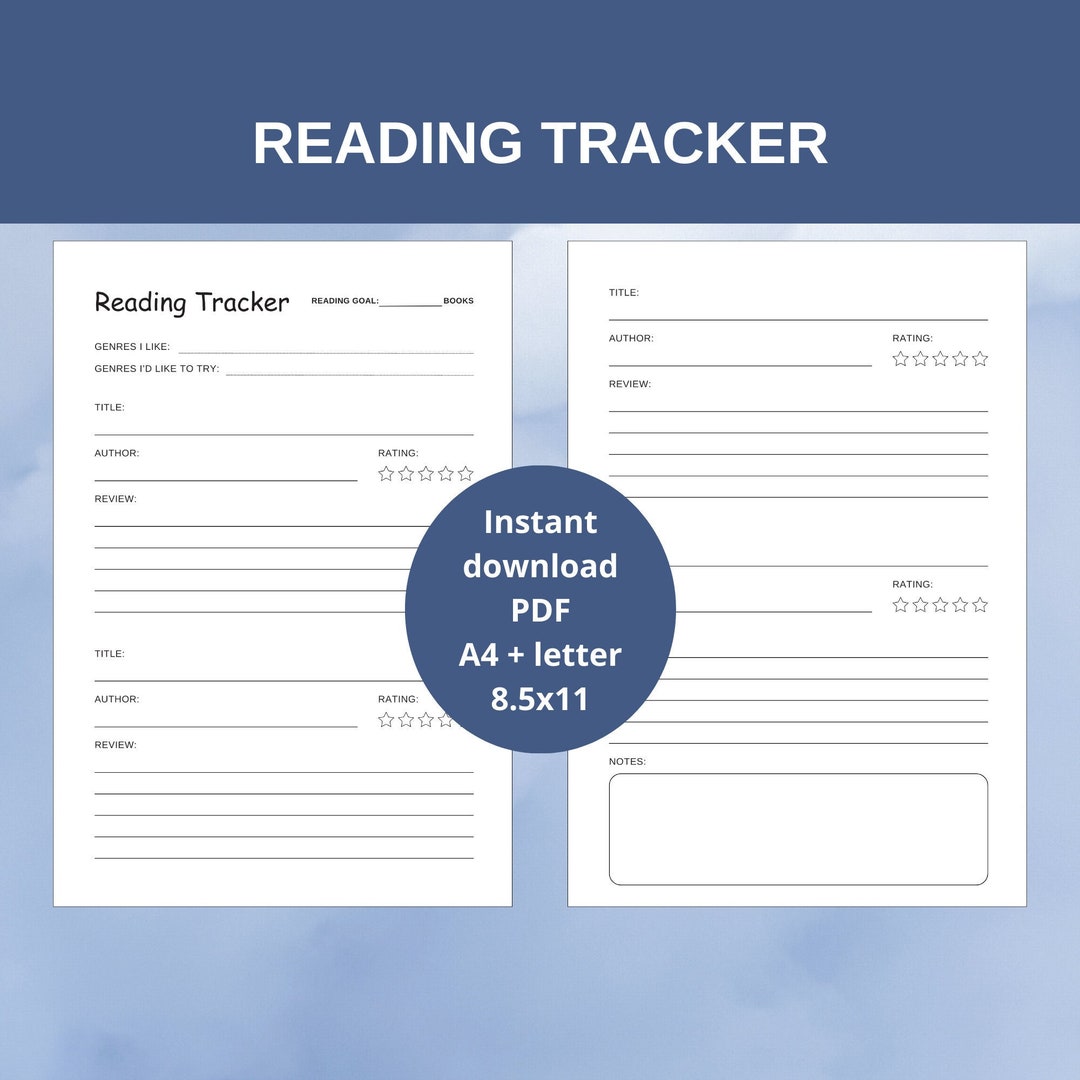 Printable Reading Tracker Digital/ With Rating/ Review/ Instant ...