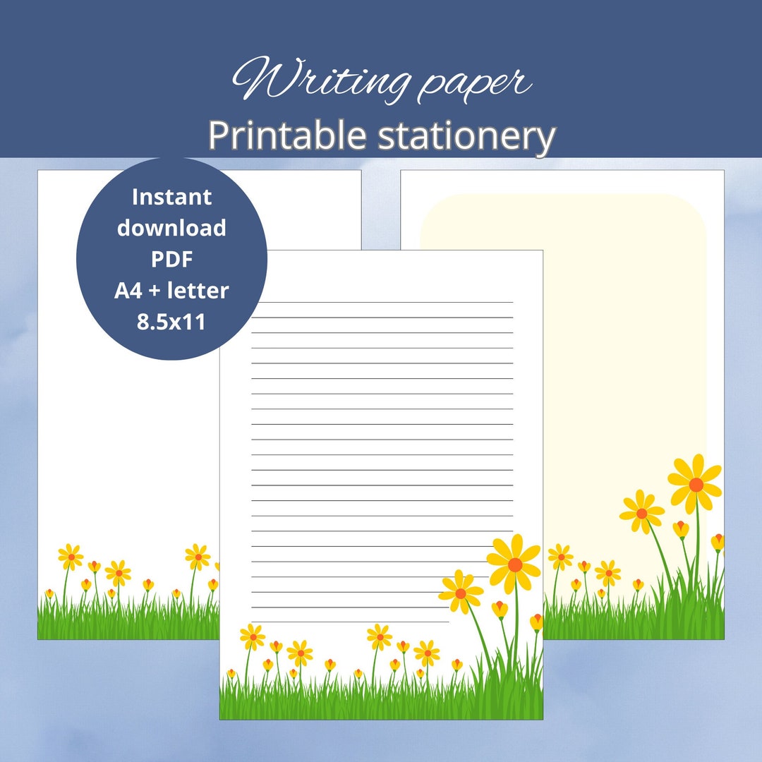 Printable Letter Writing Paper Lined Unlined Stationery Template 3 ...