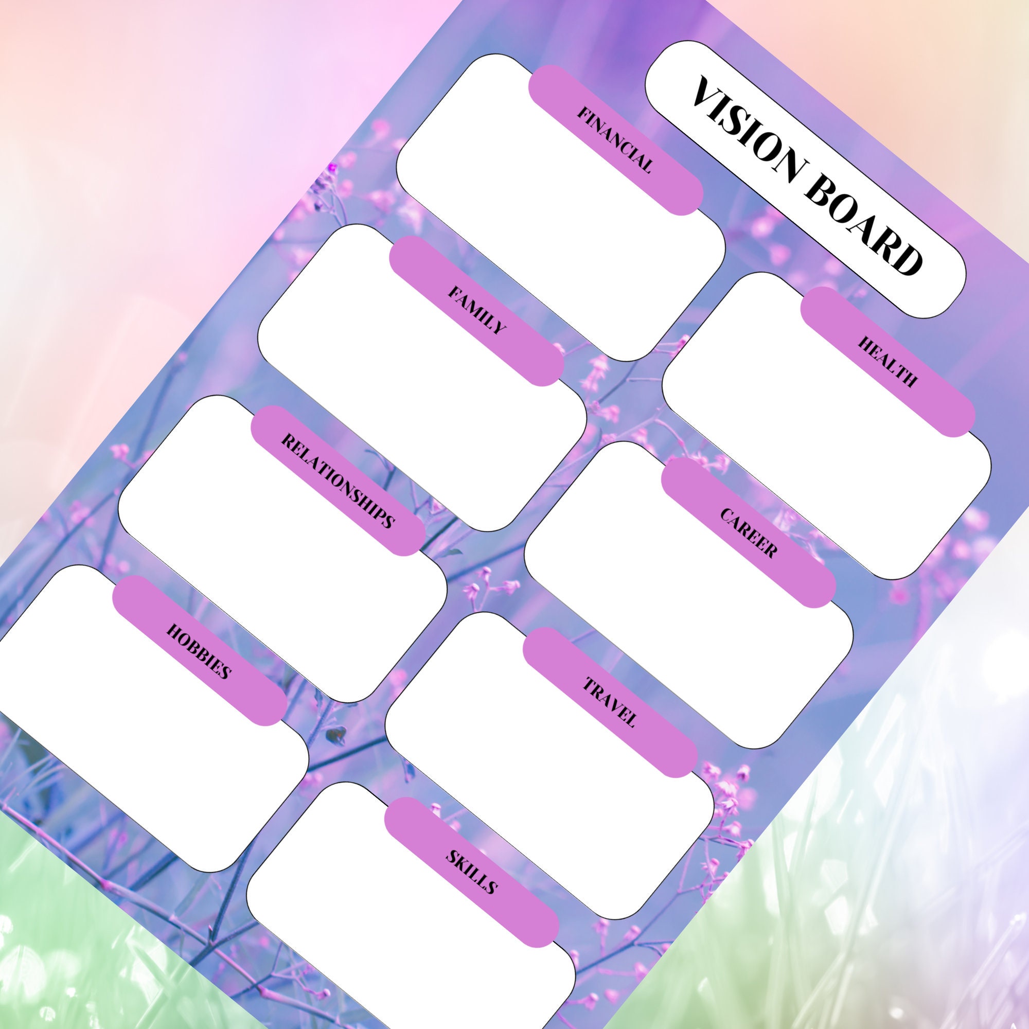 Dreamy Vision Board Purple Theme PDF & PNG Files A4 Letter Sizes - Etsy