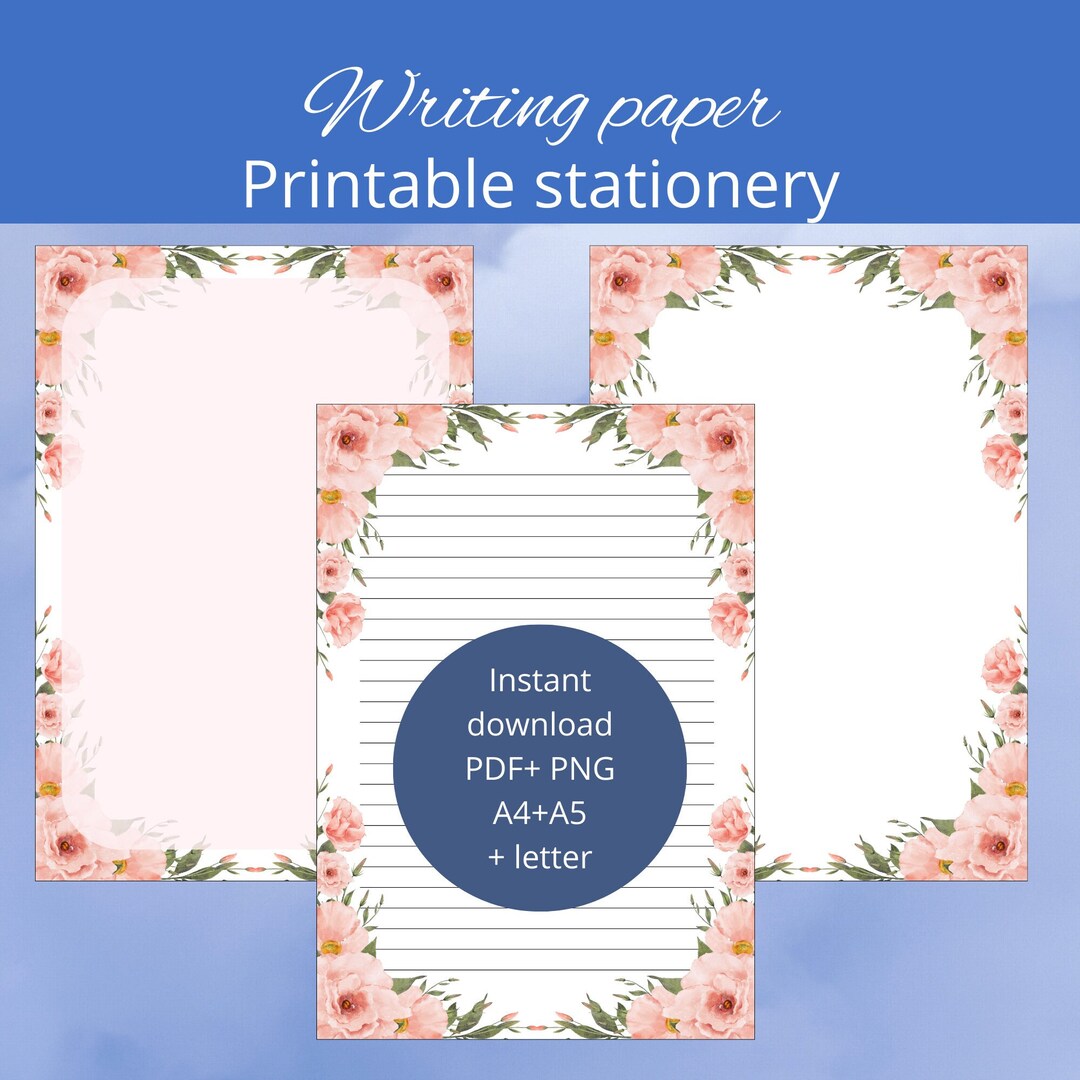 Pretty Floral Letter Writing Kit Printable Stationery Set Pastel ...